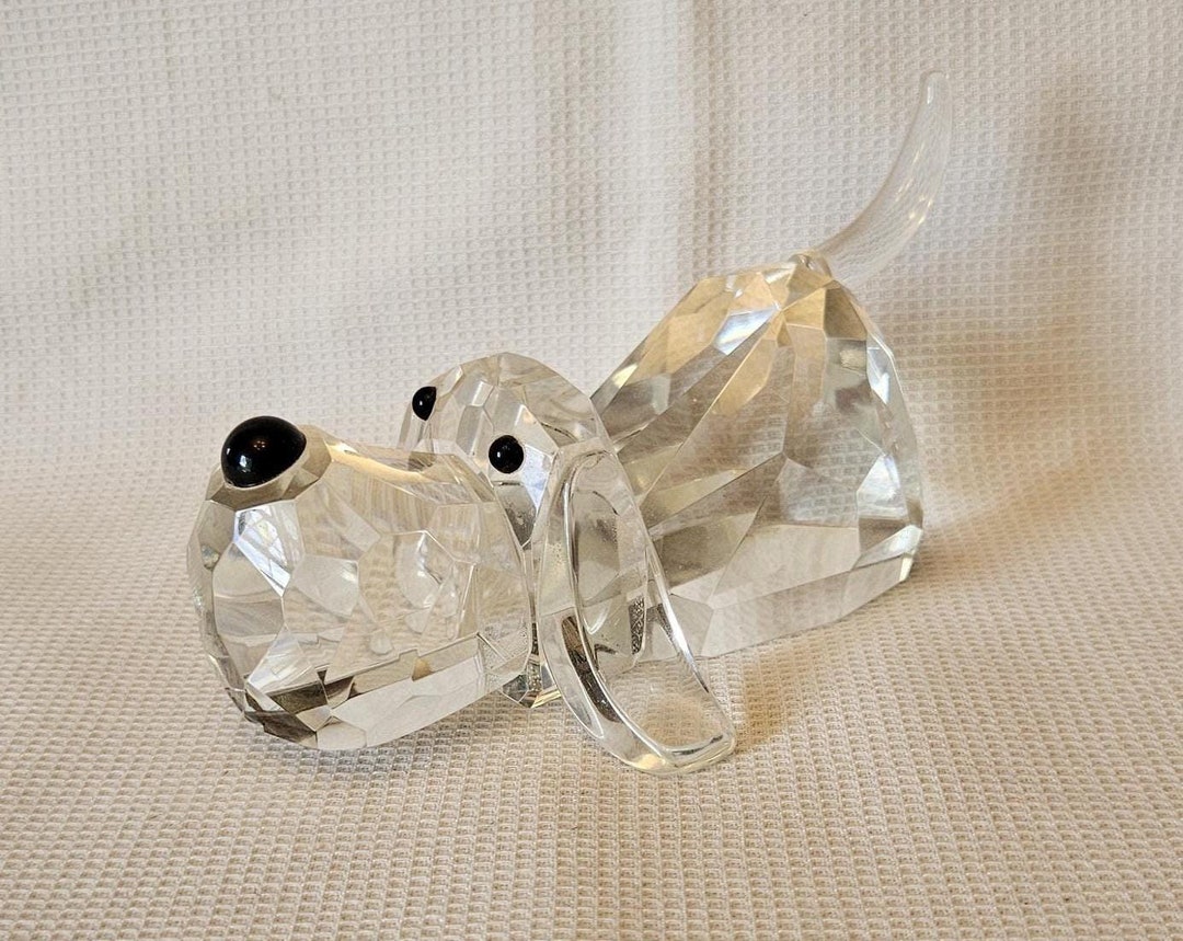 5 1/2" Long Clear Crystal Dachshund Dog Figurine Paperweight Faceted ...