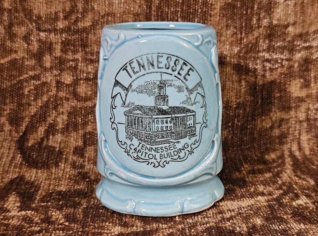 Vintage Tennessee State Capitol Building Blue Ceramic Toothpick Holder ...