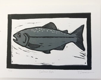 Fish Block Print - Etsy
