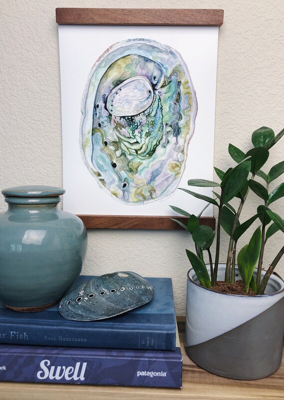 ABALONE SHELLS || Watercolor Shell Print || Iridescent Abalone Art ...