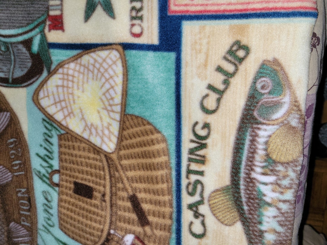 Gone Fishing Fleece Fabric by the Yard I HAVE 54 INCHES LEFT Make Your ...