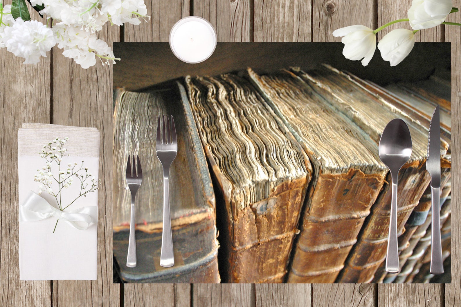 Laminated Placemat Old Books | Etsy Canada