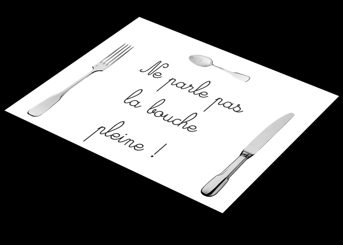 Set de table plastifié humoristique Ne parle pas la bouche - Etsy France