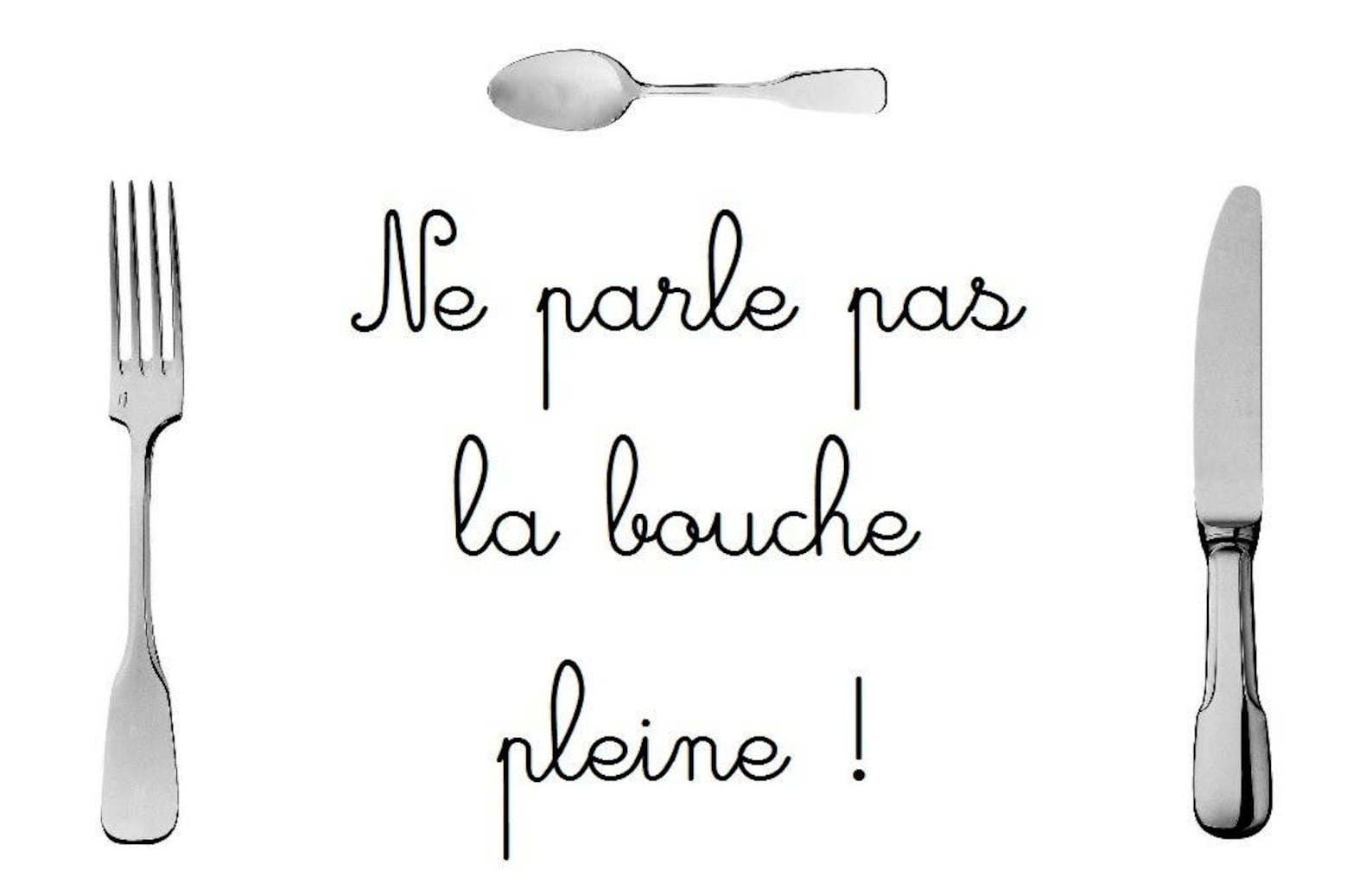 Set de table plastifié humoristique Ne parle pas la bouche pleine ...