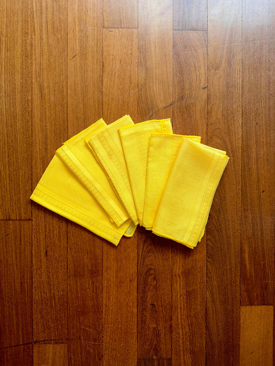 Set of 6 Vintage Mustard Yellow Napkins | MCM Kitchen Linens Decor - Etsy