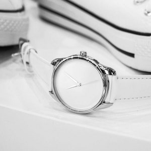 White Classic Watch / Simple White Watch/ Black White Classic Watch ...