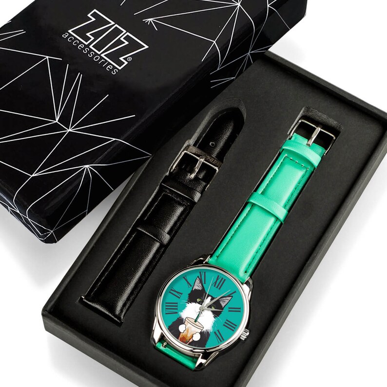 Turquoise Cat Watch/ Turquoise Watch/ Cat Wrist Watch/ Women's Watches ...