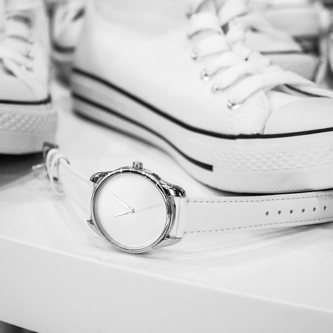White Classic Watch / Simple White Watch/ Black White Classic Watch ...
