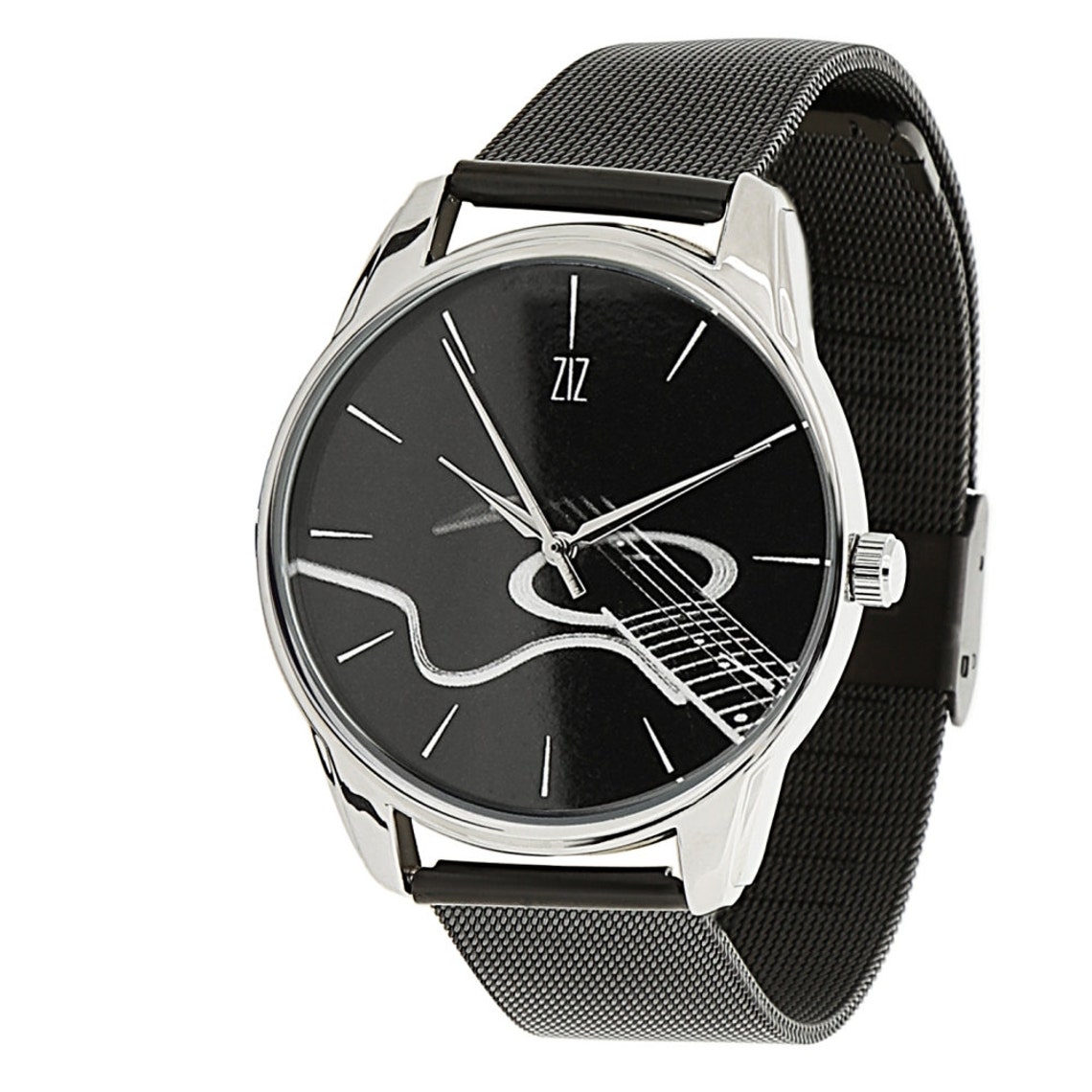 Guitar Black Stainless Steel Watch / Guitar Watch/ Stainless - Etsy