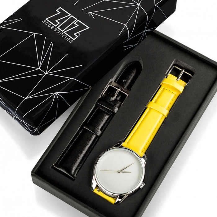 Yellow Classic Watch/ Yellow Strap Watch/ White Yellow Watch/ Simple ...