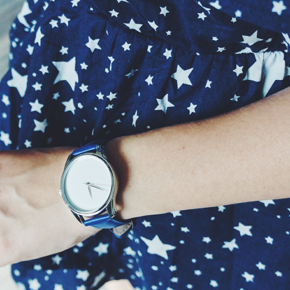 Dark Blue Classic Watch/ White Blue Watch/ Simple Dark Blue - Etsy