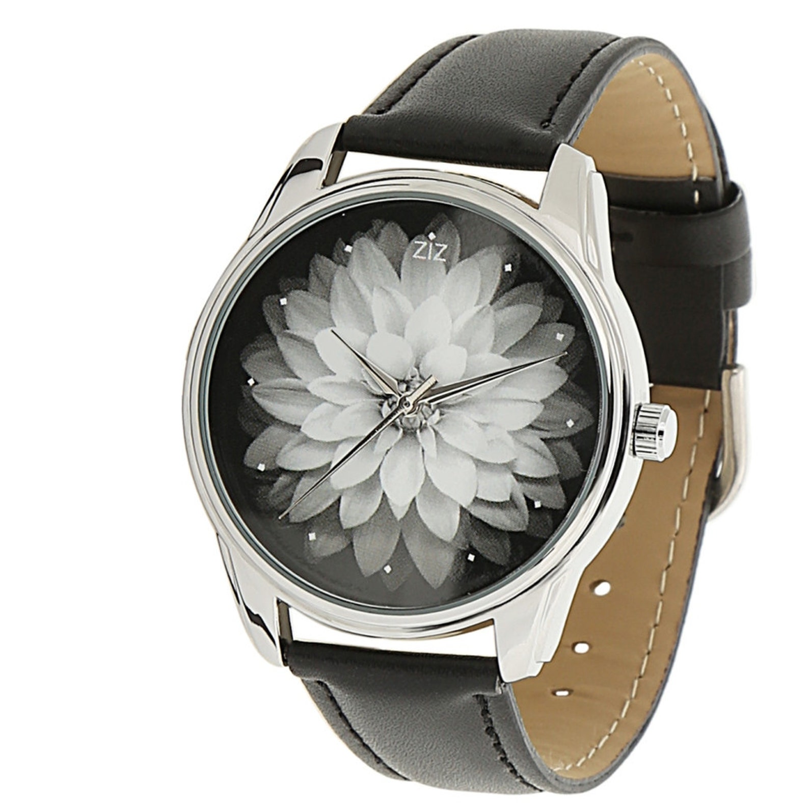 Aster Flower Black White Watch/ Black White Watch/ Flower Wrist Watch ...