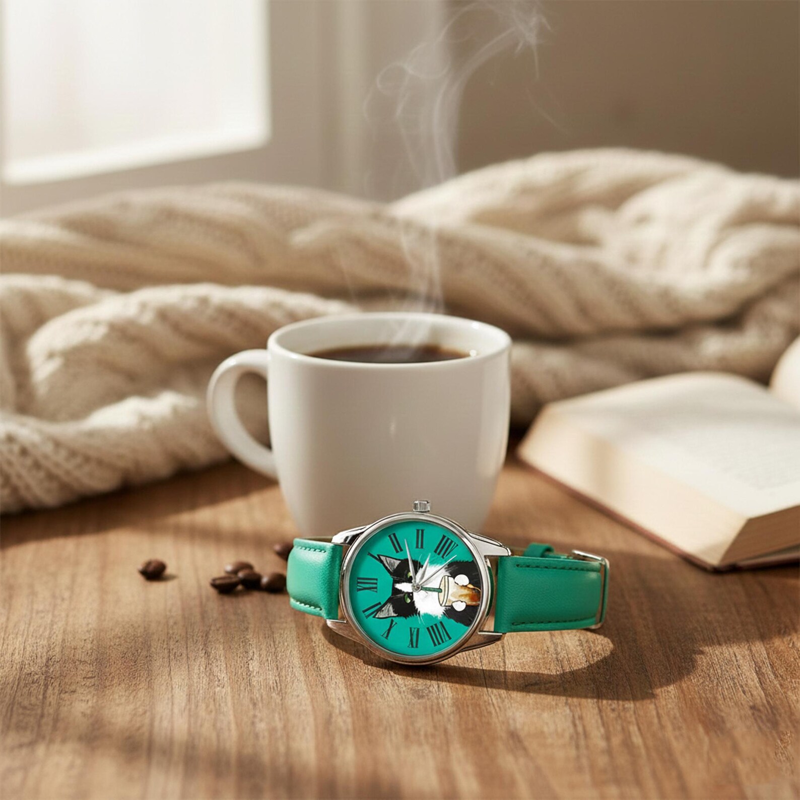 Turquoise Cat Watch/ Turquoise Watch/ Cat Wrist Watch/ Women's Watches ...