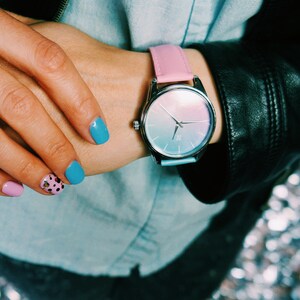 Pink Blue Pastel Watch/ Light Pink Watch/ Light Blue Watch/ Women Gift ...
