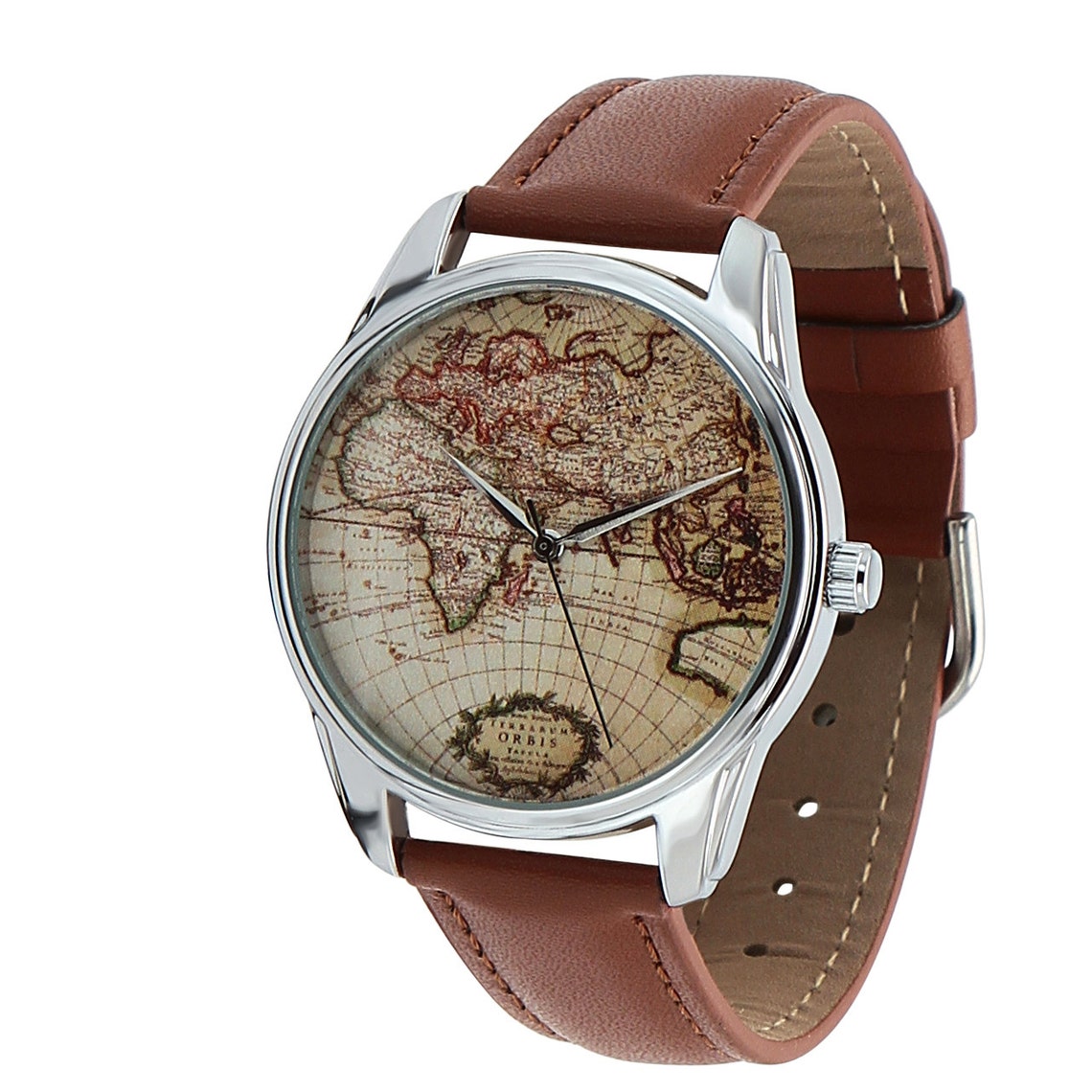 Map Wrist Watch/ Brown Map Watch/ World Map Watch/ Vintage Map - Etsy