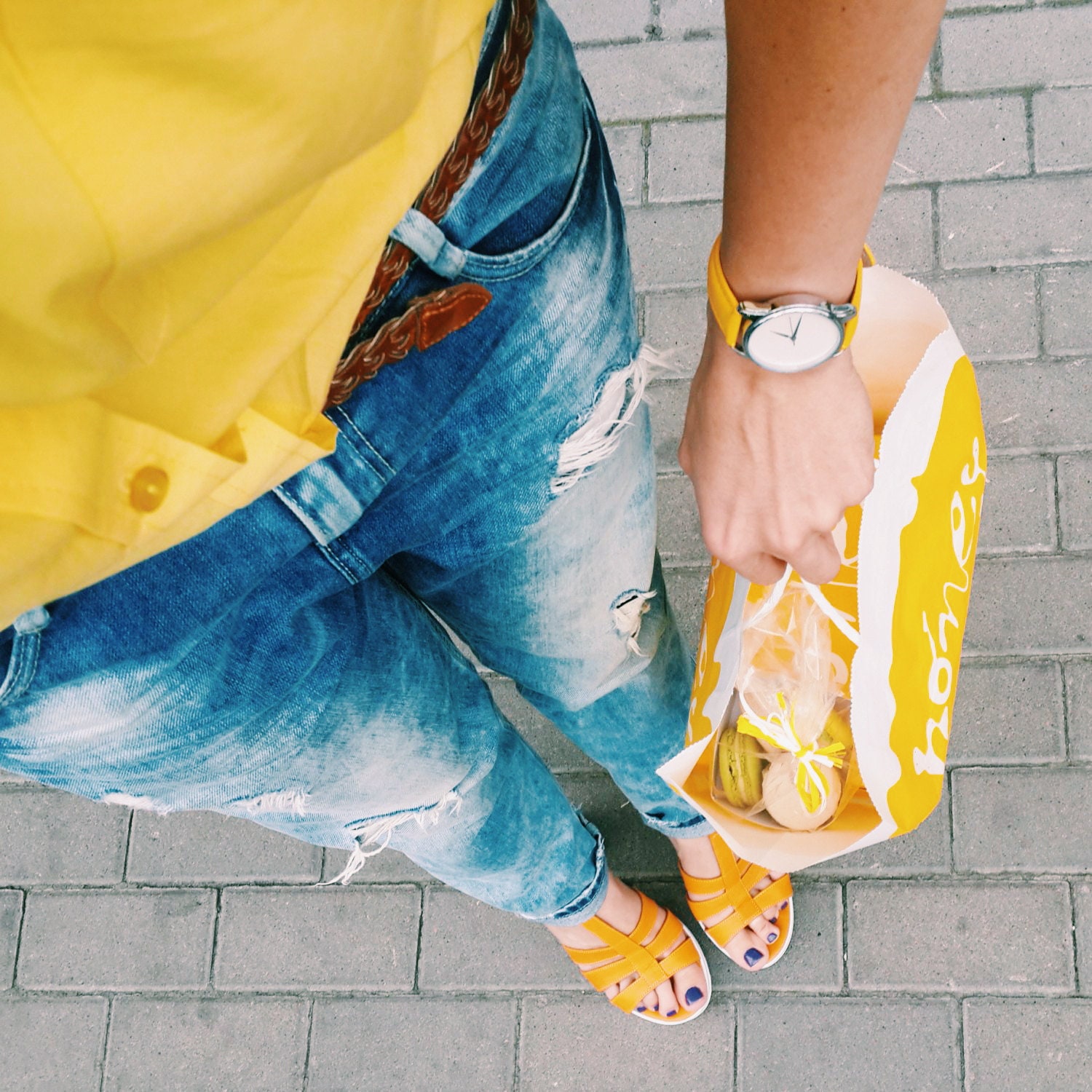 Yellow Classic Watch/ Yellow Strap Watch/ White Yellow Watch/ Simple ...