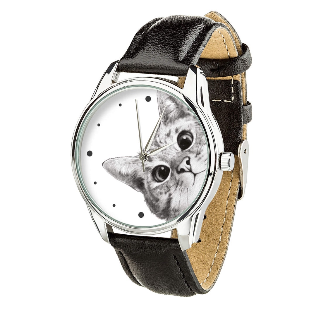 Cat Watch/ Black White Cat Watch/ Black White Watch/ Cute Cat Watch ...