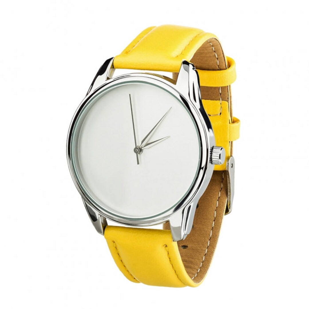 Yellow Classic Watch/ Yellow Strap Watch/ White Yellow Watch/ Simple ...