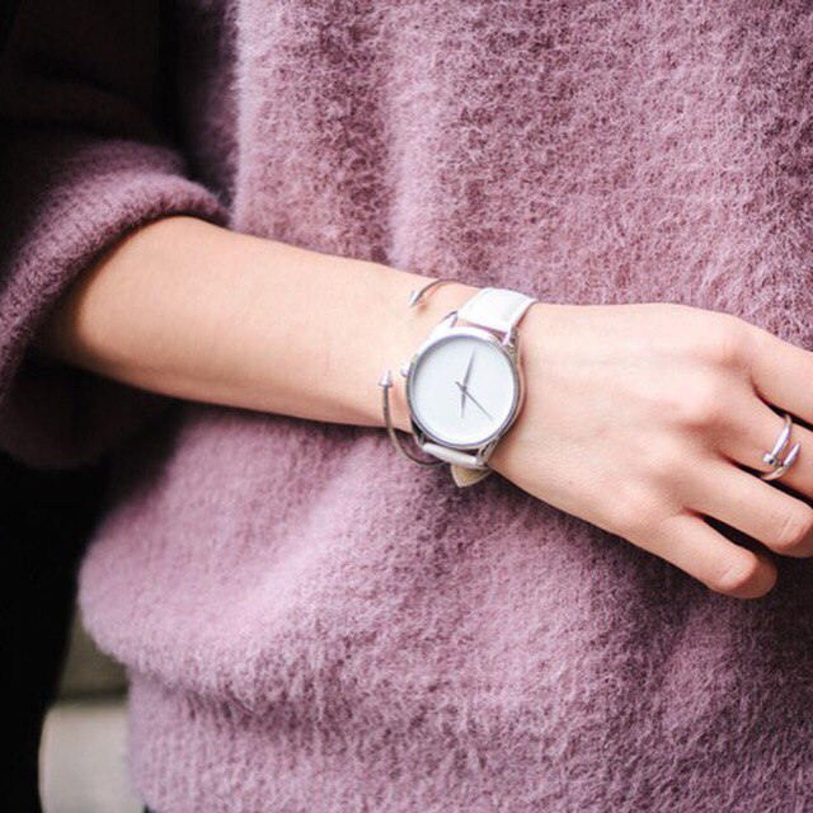 White Classic Watch / Simple White Watch/ Black White Classic - Etsy