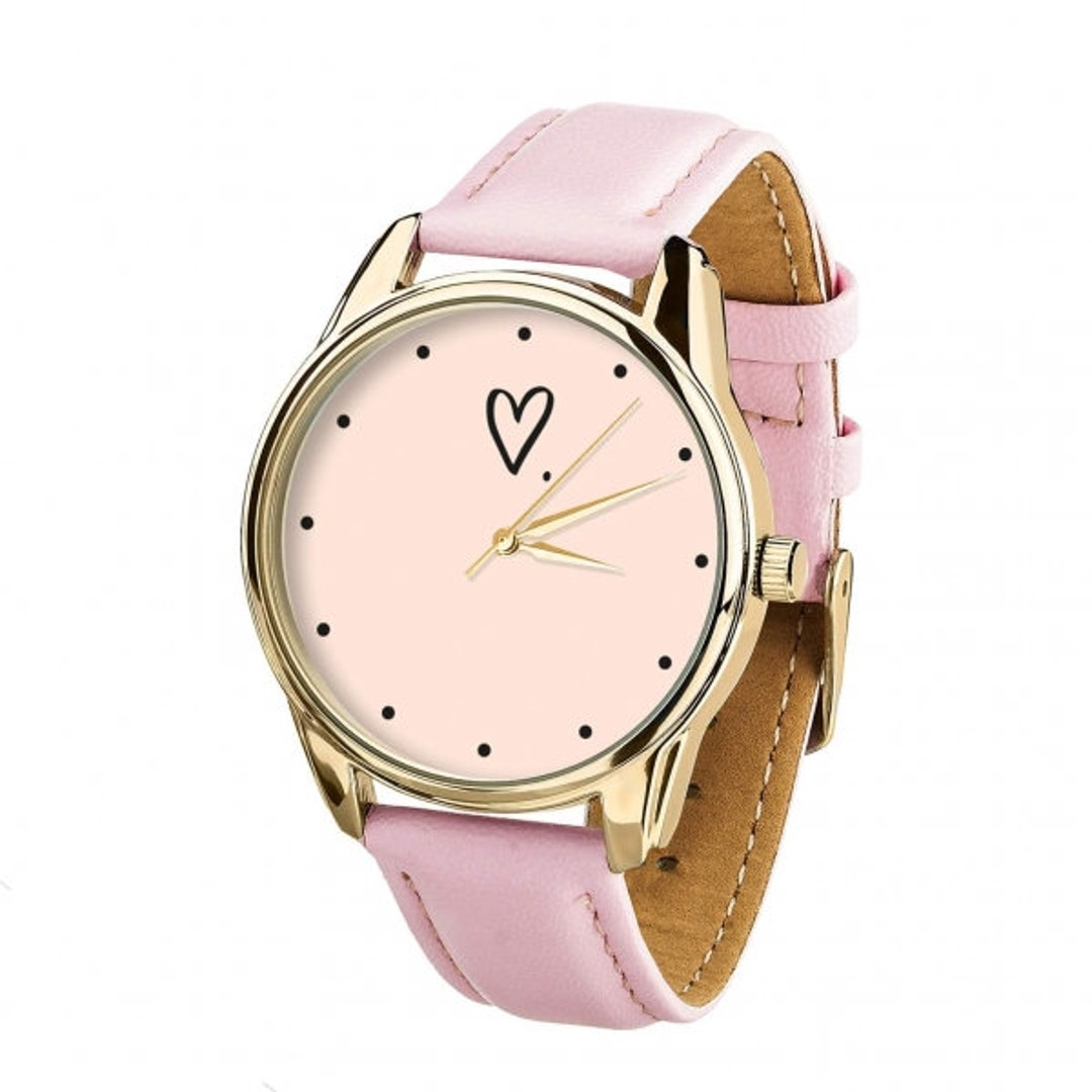 Light Pink Gold Heart Watch / Simple Pink Watch/ Baby Pink Classic ...
