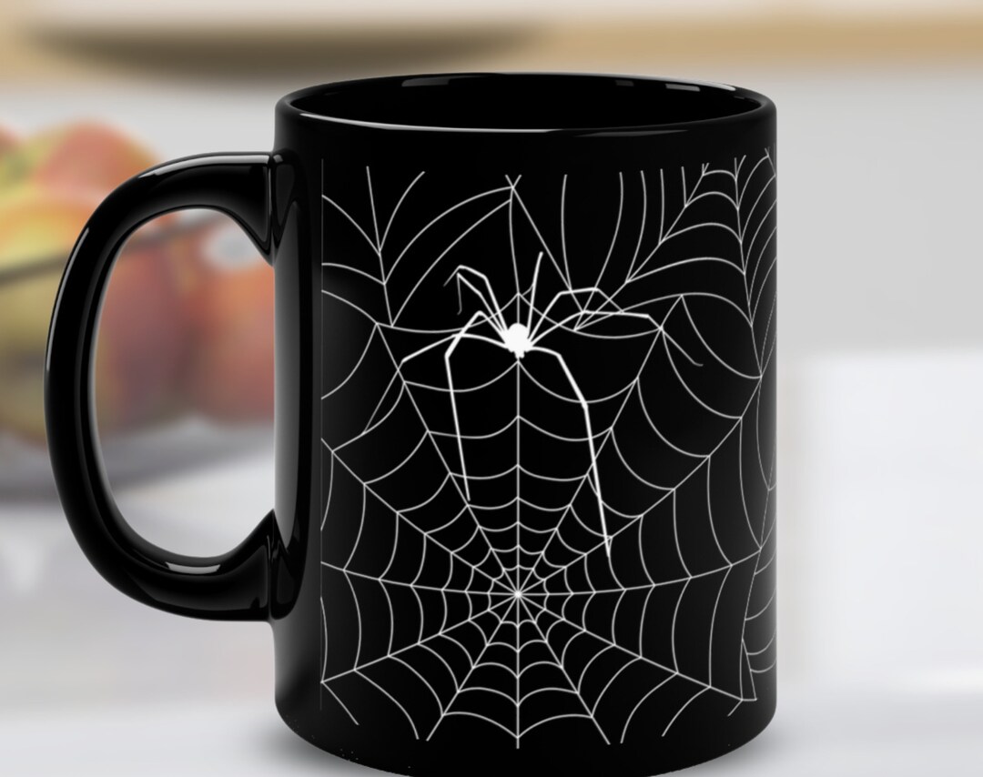 Creepy Spider and Web Mug | Halloween Coffee Cup - Etsy