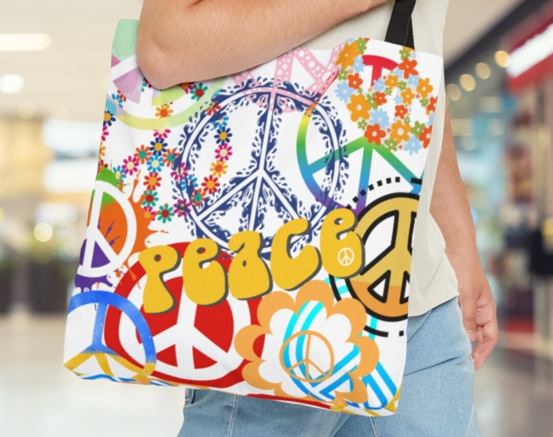 Peace Tote Bag in 3 Sizes | Peace Symbol Carry Bag | Collage Bag - Etsy