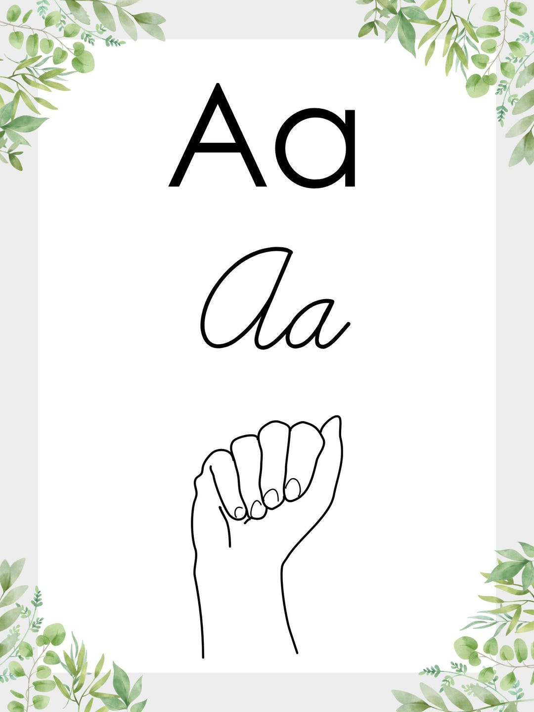Plant-themed Classroom Alphabet Posters (print, Cursive, and Sign ...