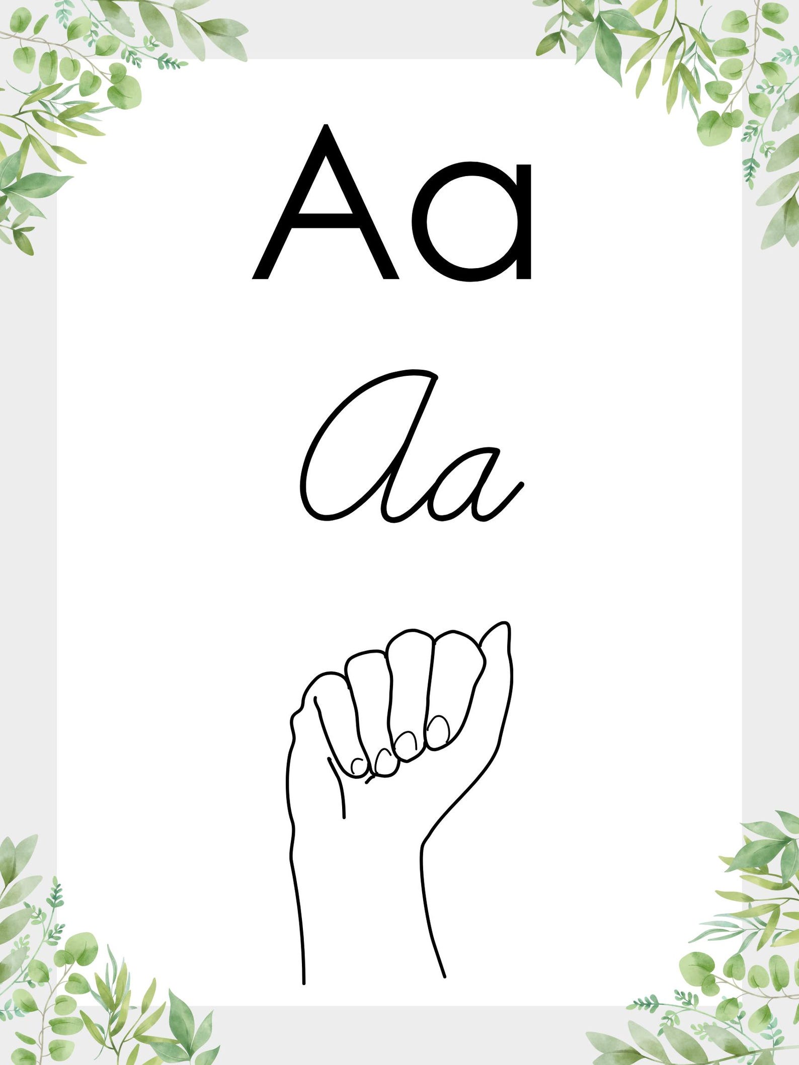 Plant-themed Classroom Alphabet Posters (print, Cursive, and Sign ...