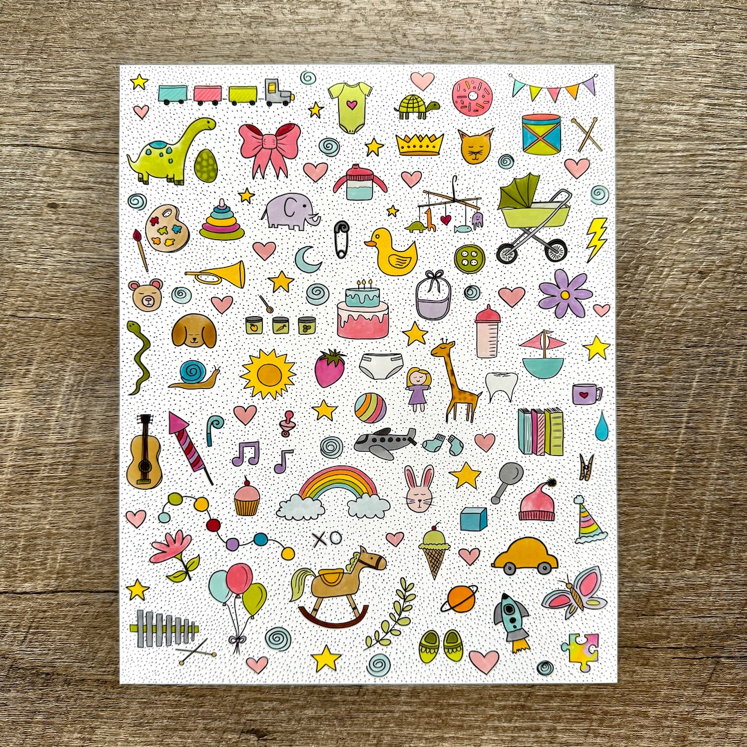New Baby 8x10 Doodles Art Print, Kids Things Art Print, Art for Kids ...