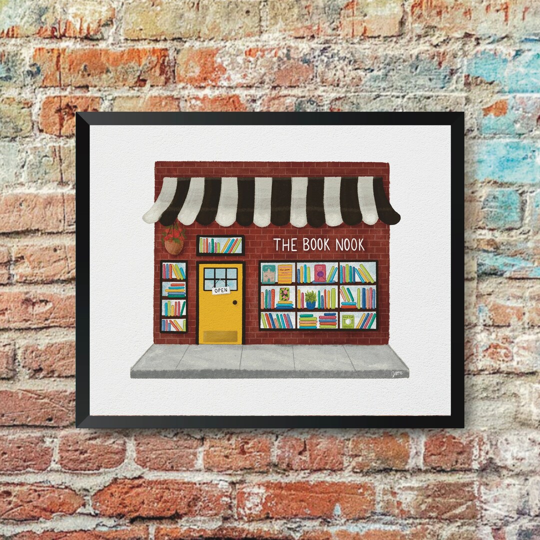 Hand Drawn 8x10 Book Shop Art Print, Bookish Art Print, Gift for Book ...