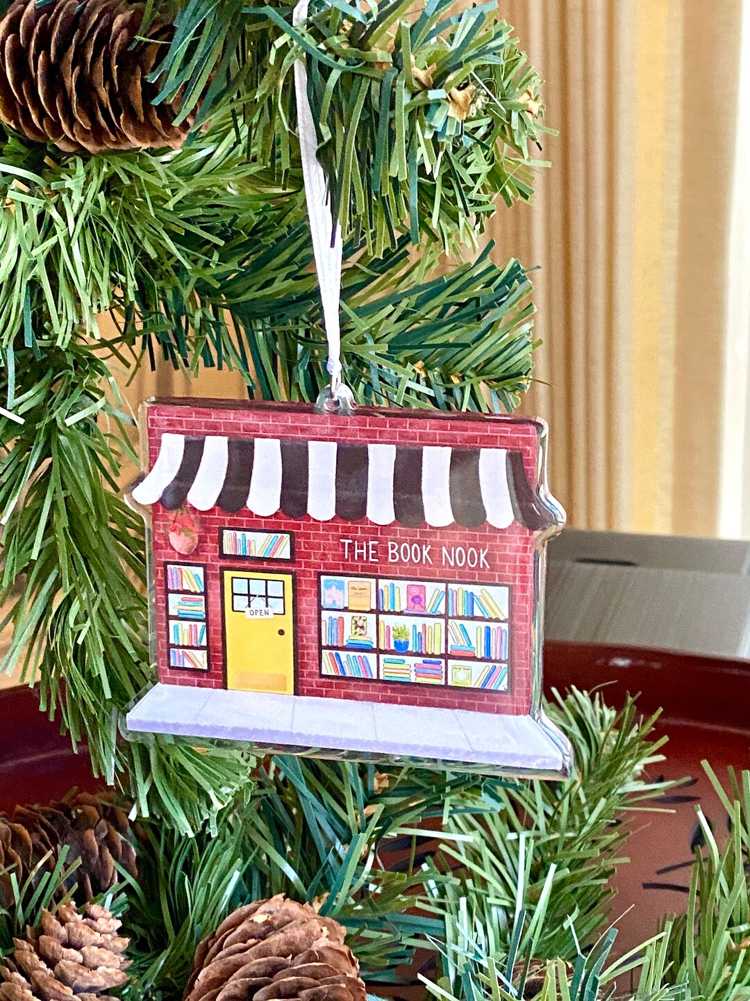 Book Shop Ornament, Bookish Gift Package Tie On, Bookish Ornament ...