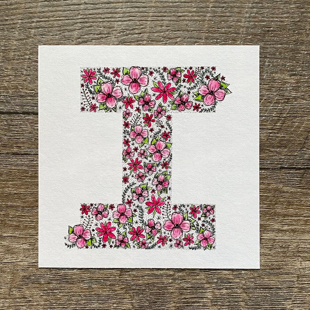 Mini Art Print, 4x4 Letter I Art Print, Monogram Art Print, Nursery Art ...