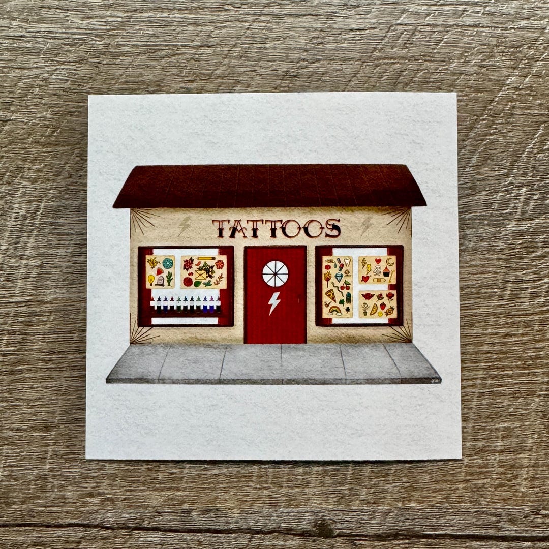 Square Art Print, 4x4 Tattoo Shop Art Print, Tattoos Art Print, Gift ...