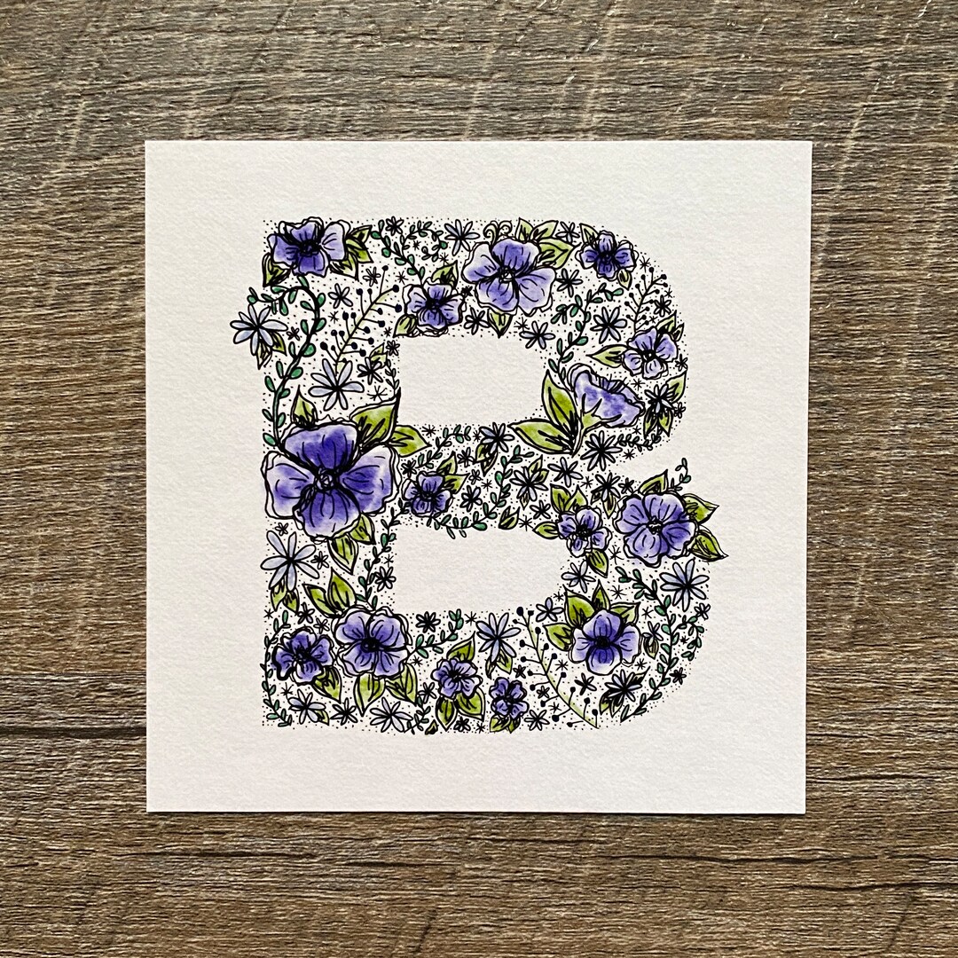 Mini Art Print, 4x4 Letter B Art Print, Monogram Art Print, Nursery Art ...