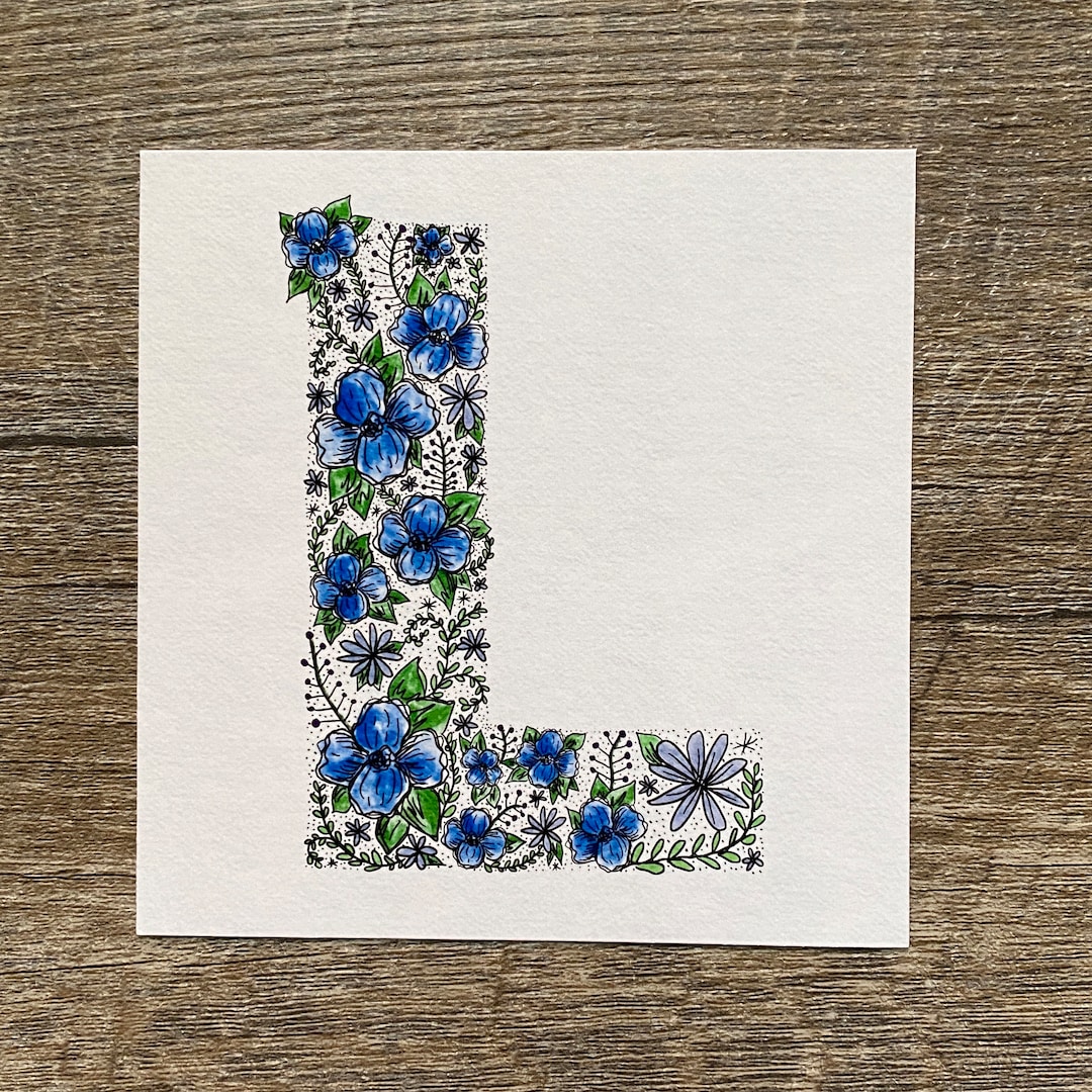 Mini Art Print, 4x4 Letter L Art Print, Monogram Art Print, Nursery Art ...