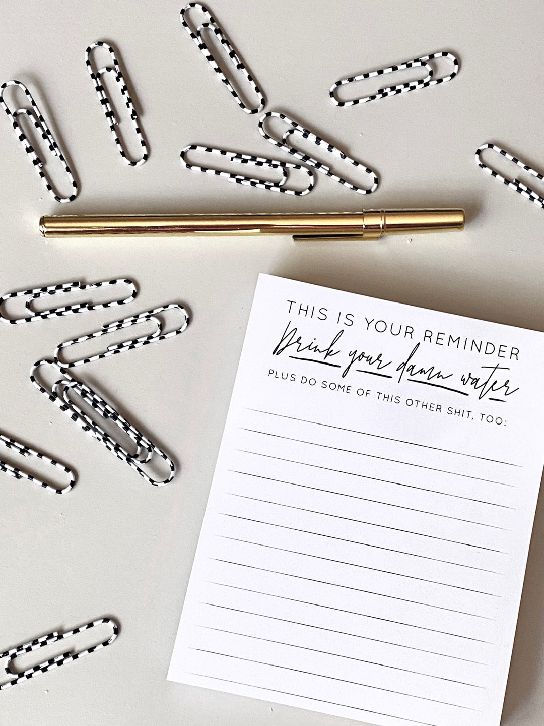 Drink Your Damn Water Notepad, 100 Sheet Notepad, Water Reminder ...