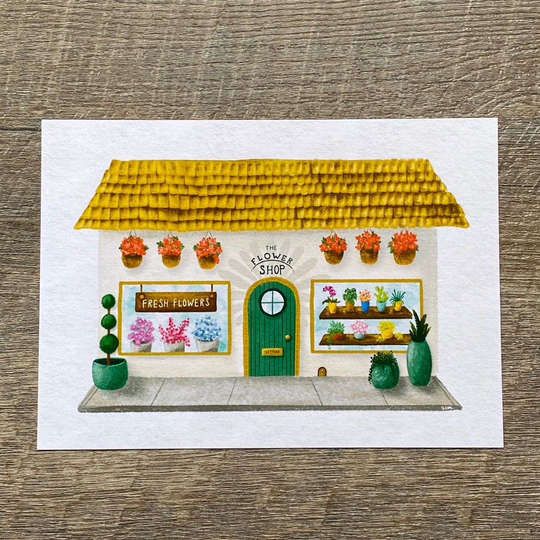 Small Art Print, 5x7 Flower Shop Art Print, Florist Art Print, Gift for ...