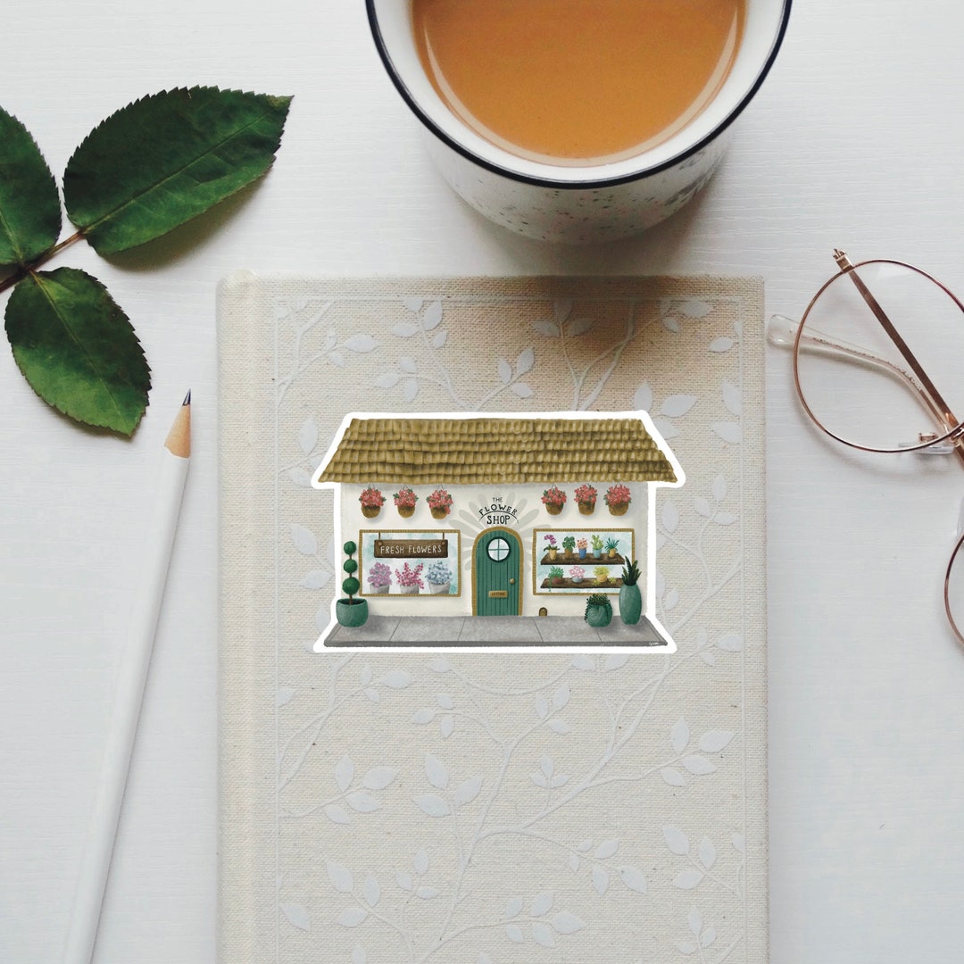 Flower Shop Sticker, Vinyl Sticker for Laptop, Sticker for Water Bottle ...