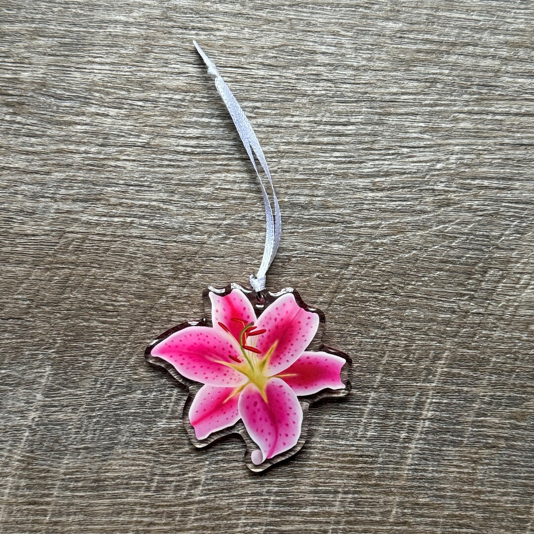 Stargazer Lily Christmas Ornament, Pink Flower Ornament, Xmas Package ...