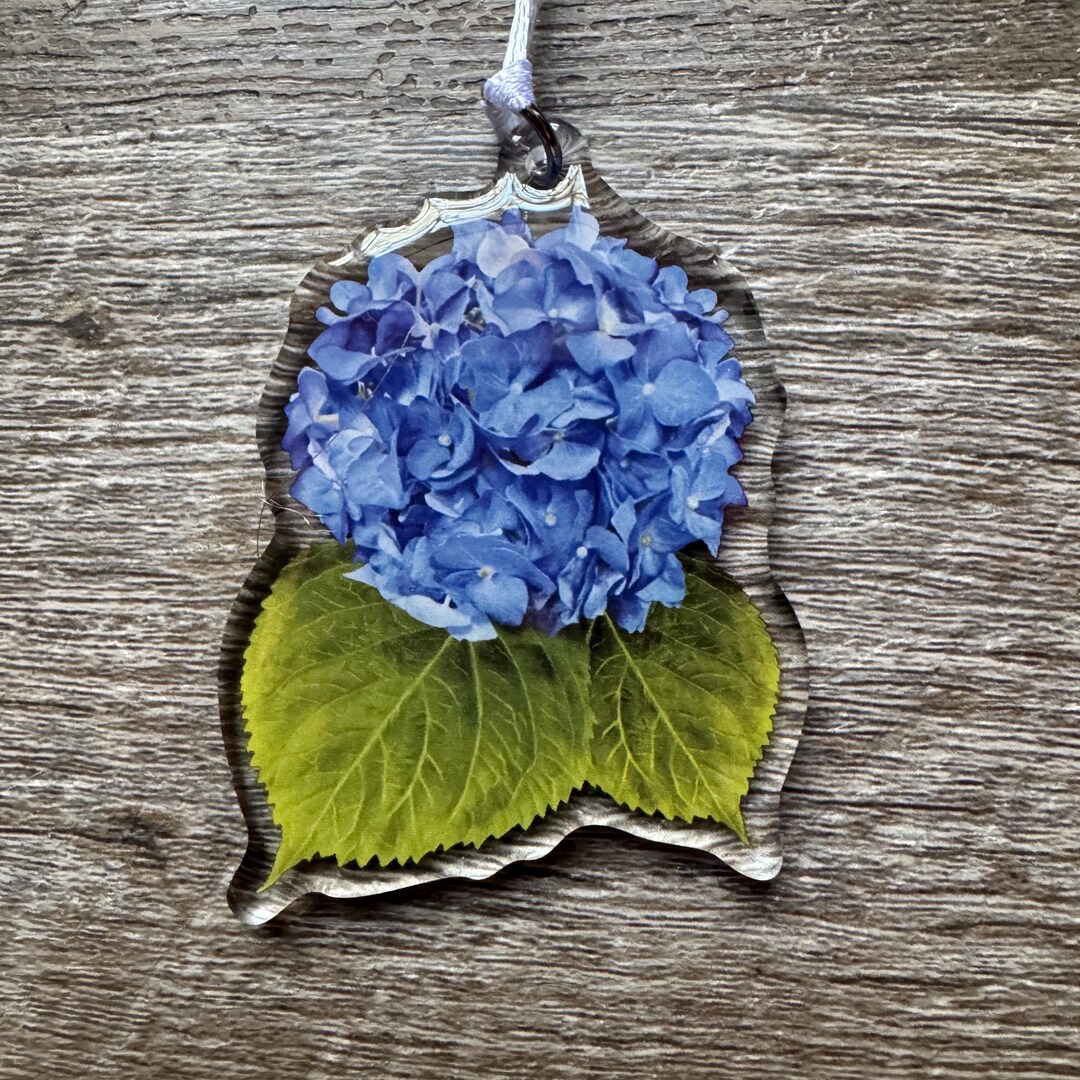 Hydrangea Ornament, Gift Package Tie On, Flower Acrylic Charm, Flower ...