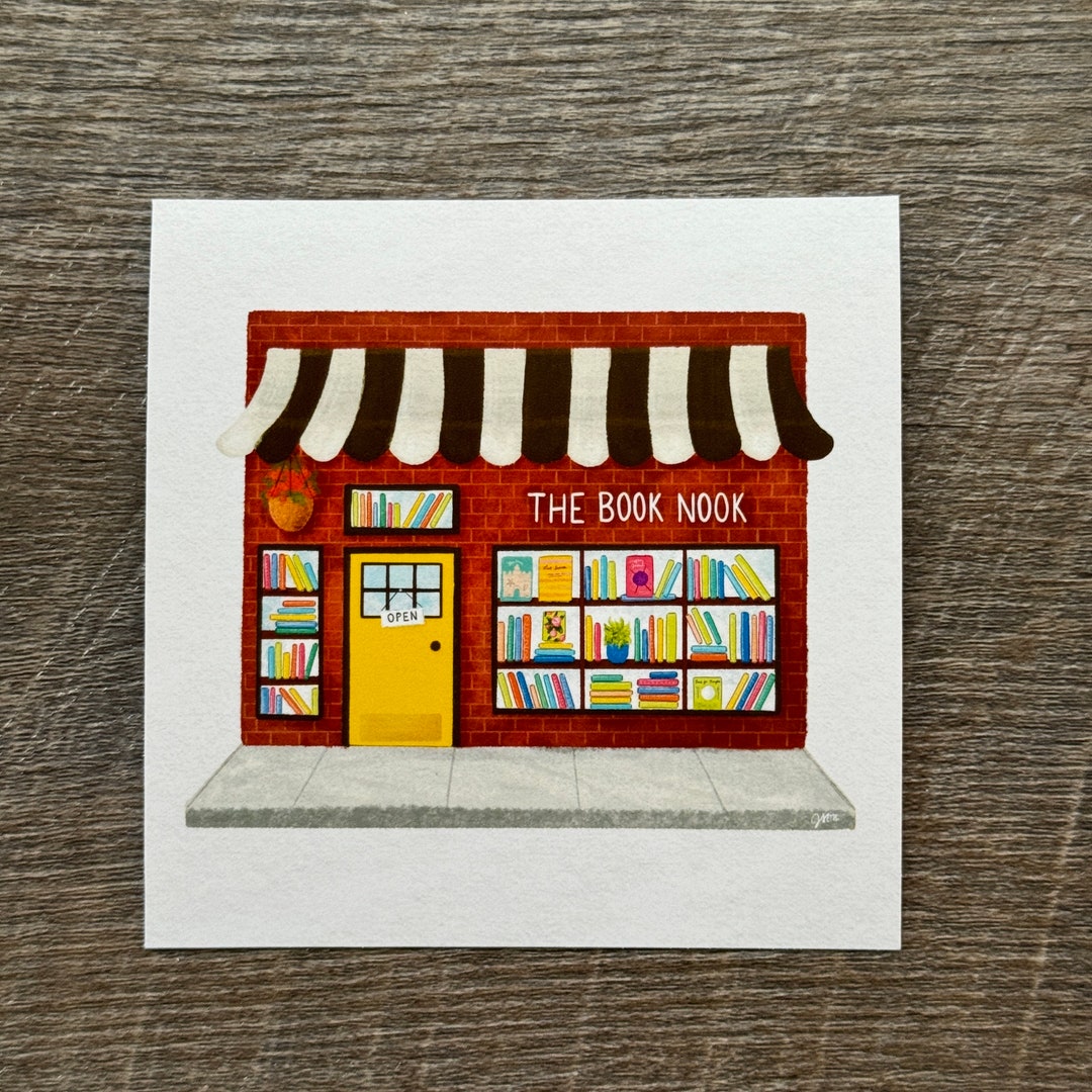 Small Art Print, 4x4 Book Shop Art Print, Bookish Art Print, Gift for ...