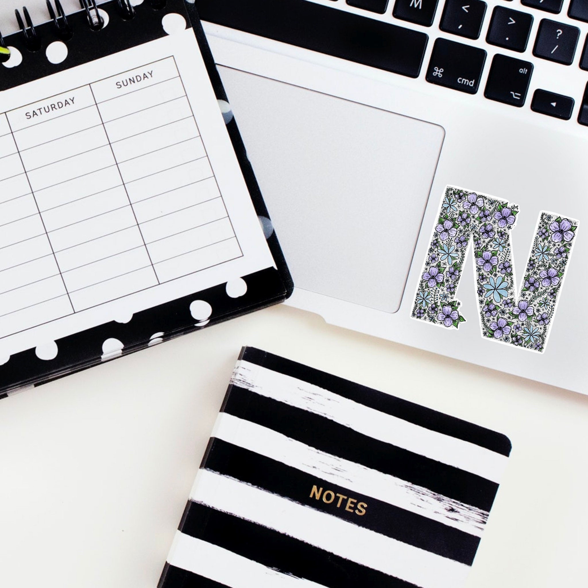 Hand-drawn Watercolor Floral Letter N 3 Sticker - Etsy