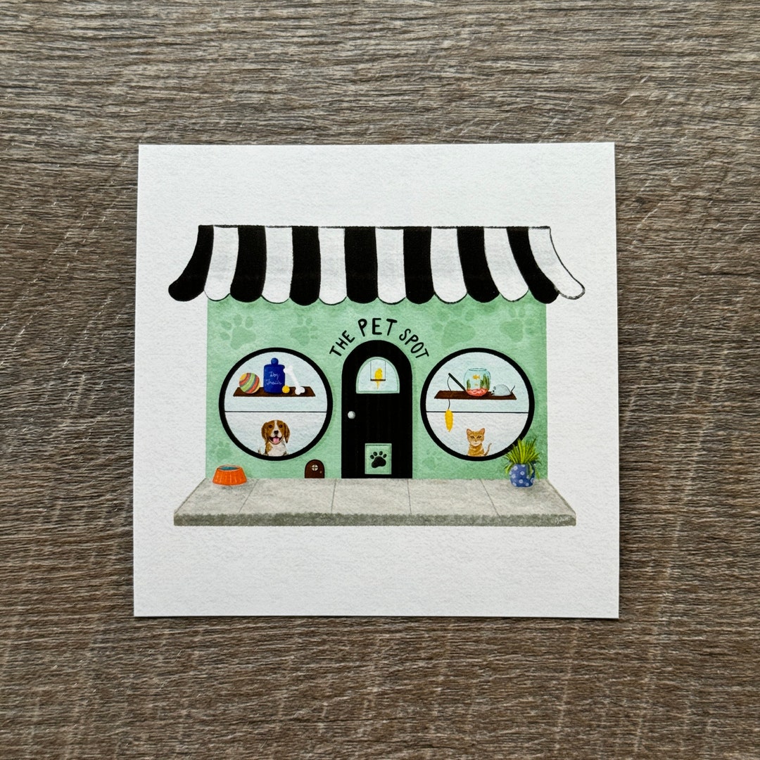Mini Art Print, 4x4 Pet Shop Art Print, Dog Mom Art Print, Gift for Dog ...