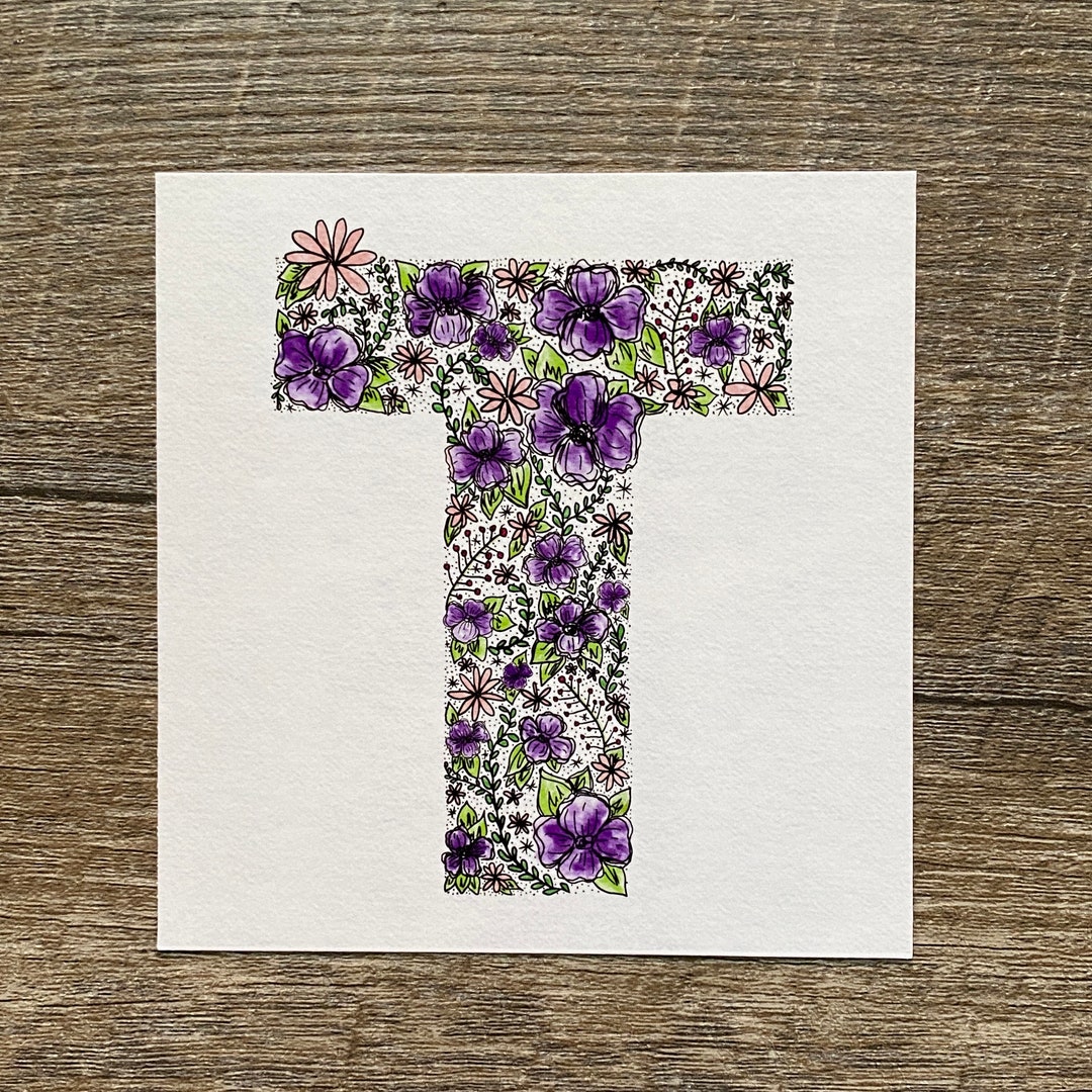 Mini Art Print, 4x4 Letter T Art Print, Monogram Art Print, Nursery Art ...