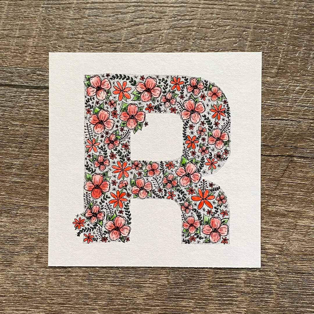 Mini Art Print, 4x4 Letter R Art Print, Monogram Art Print, Nursery Art ...