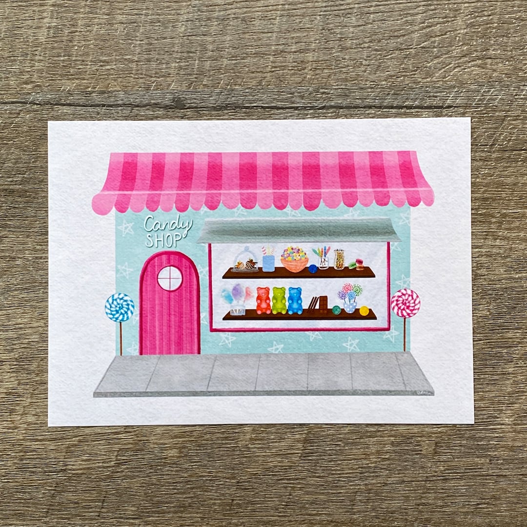 Small Art Print, 5x7 Candy Shop Art Print, Sweet Treats Art Print, Gift ...