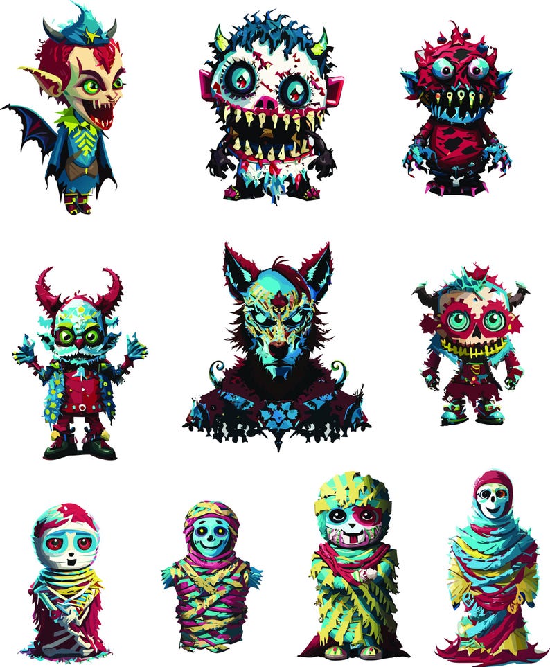 MONSTERS Vector Clip Art Graphic Illustration Kids Books Young Readers ...