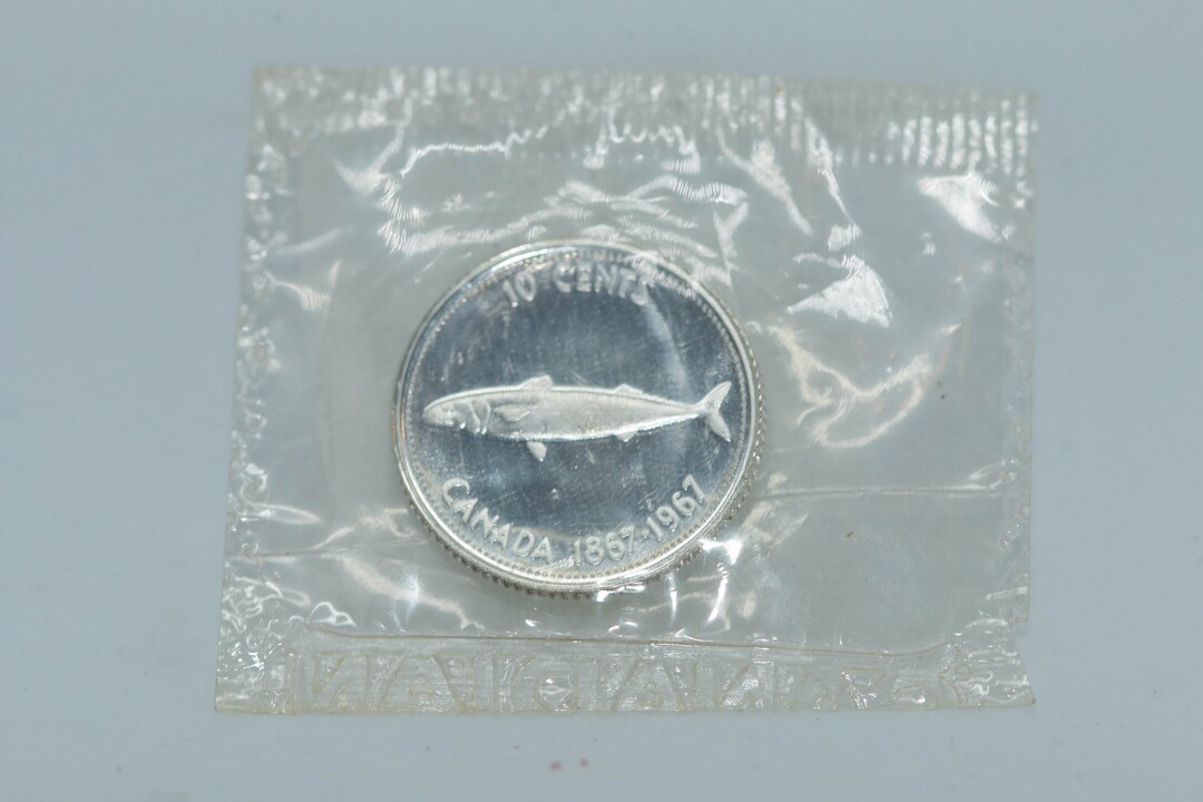 Proof-like 1967 Canadian mackerel Dime Still in - Etsy