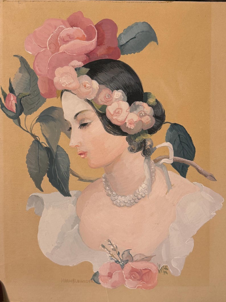 1920-40s Demure Girl With Flowers in Her Hair. Notable California ...