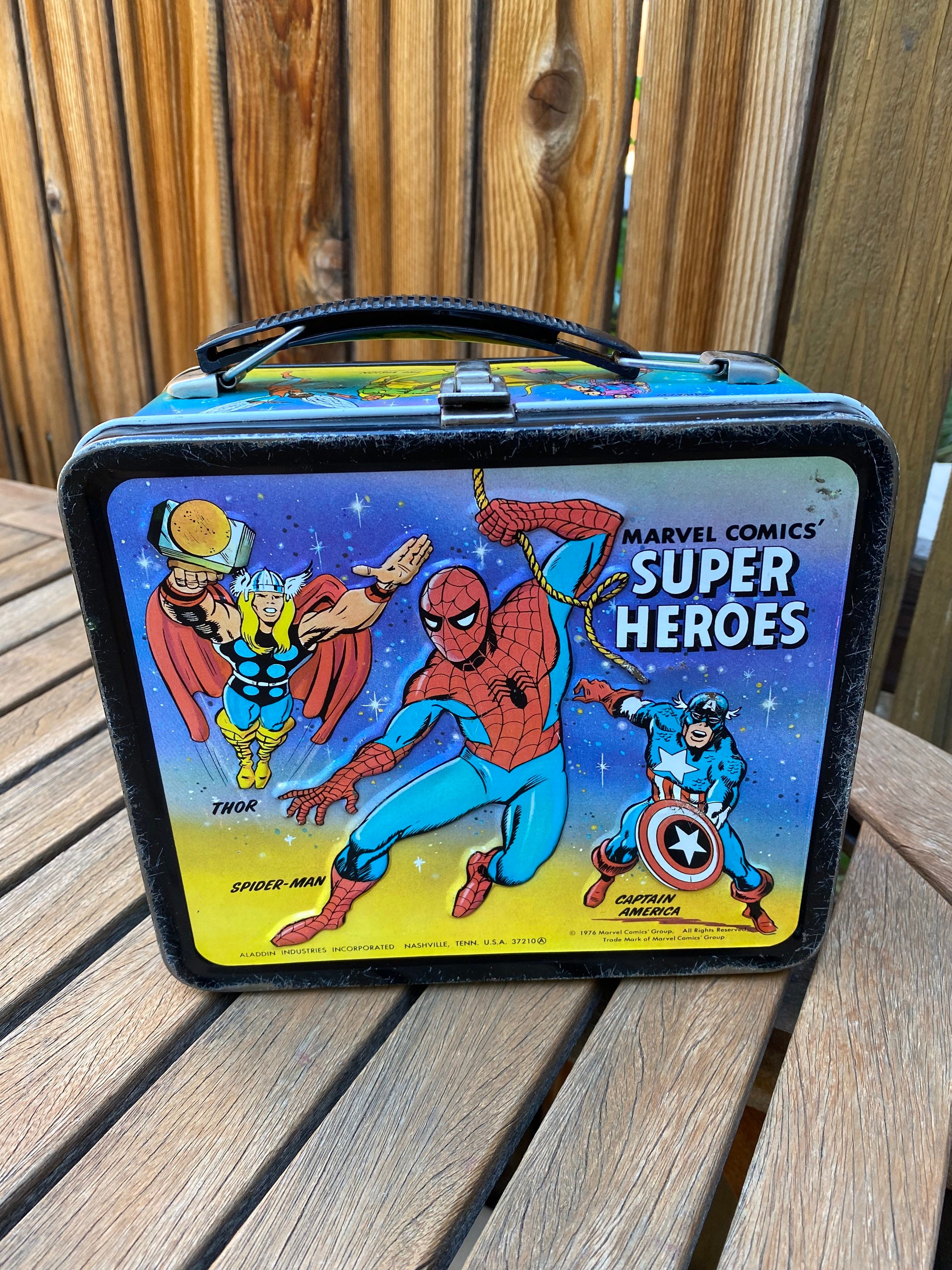 Vintage 1976 Marvel Comics Super Heroes Aladdin Metal Lunch Box With ...